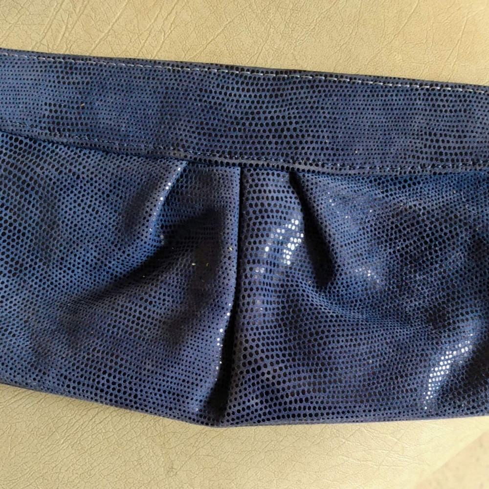 Lauren Merkin Navy Blue Snakeskin Clutch Handbag - Gem